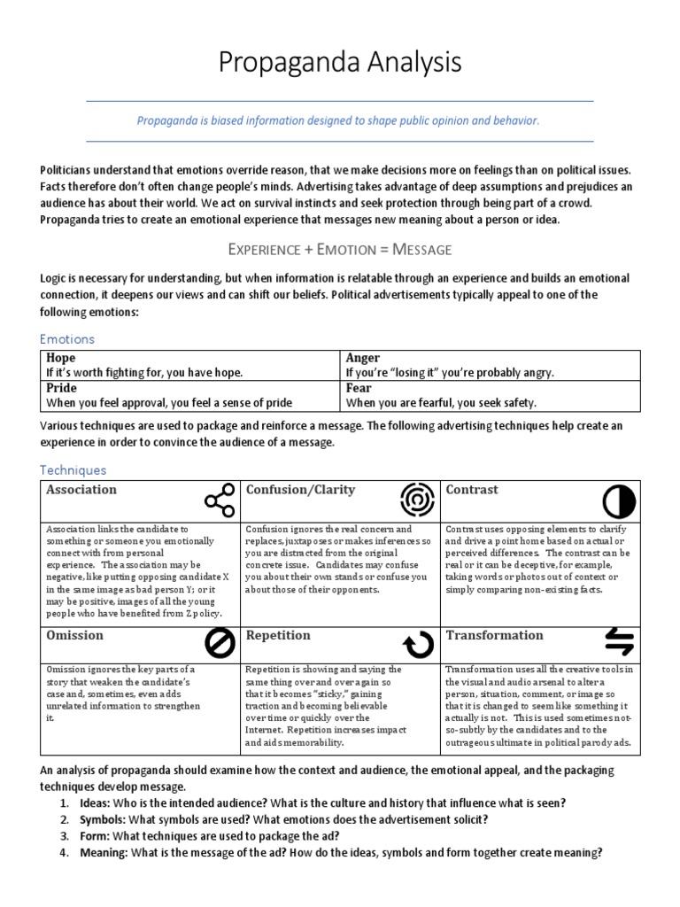 Propaganda Analysis Worksheet | Download Free PDF | Propaganda | Anger