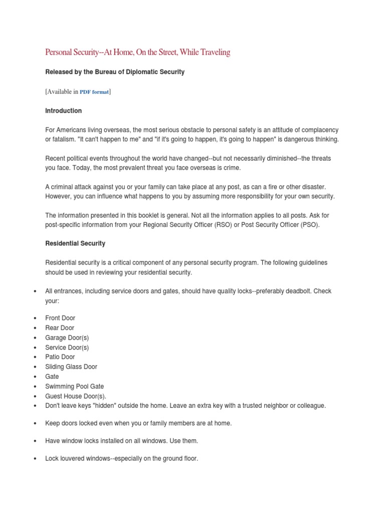 Personal Security | PDF | Door | Surveillance
