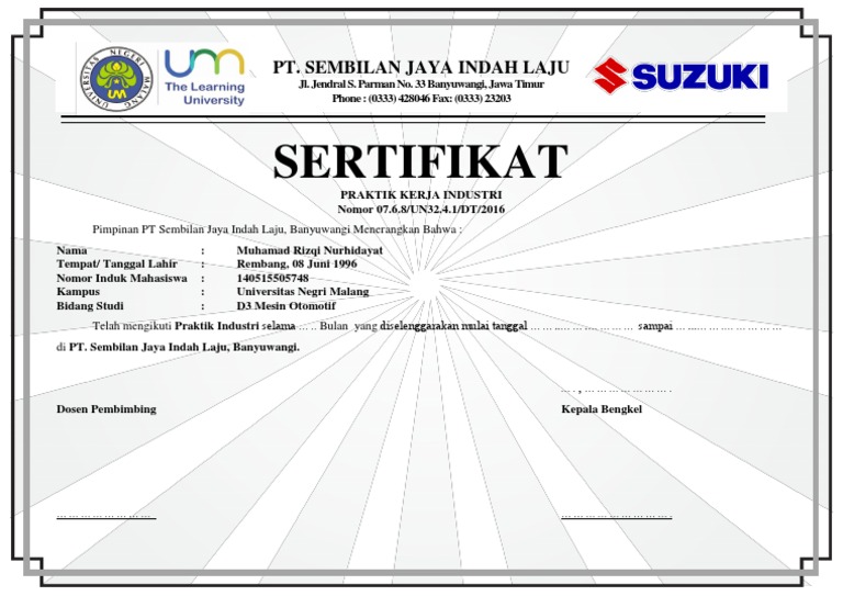Sertifikat Magang | PDF