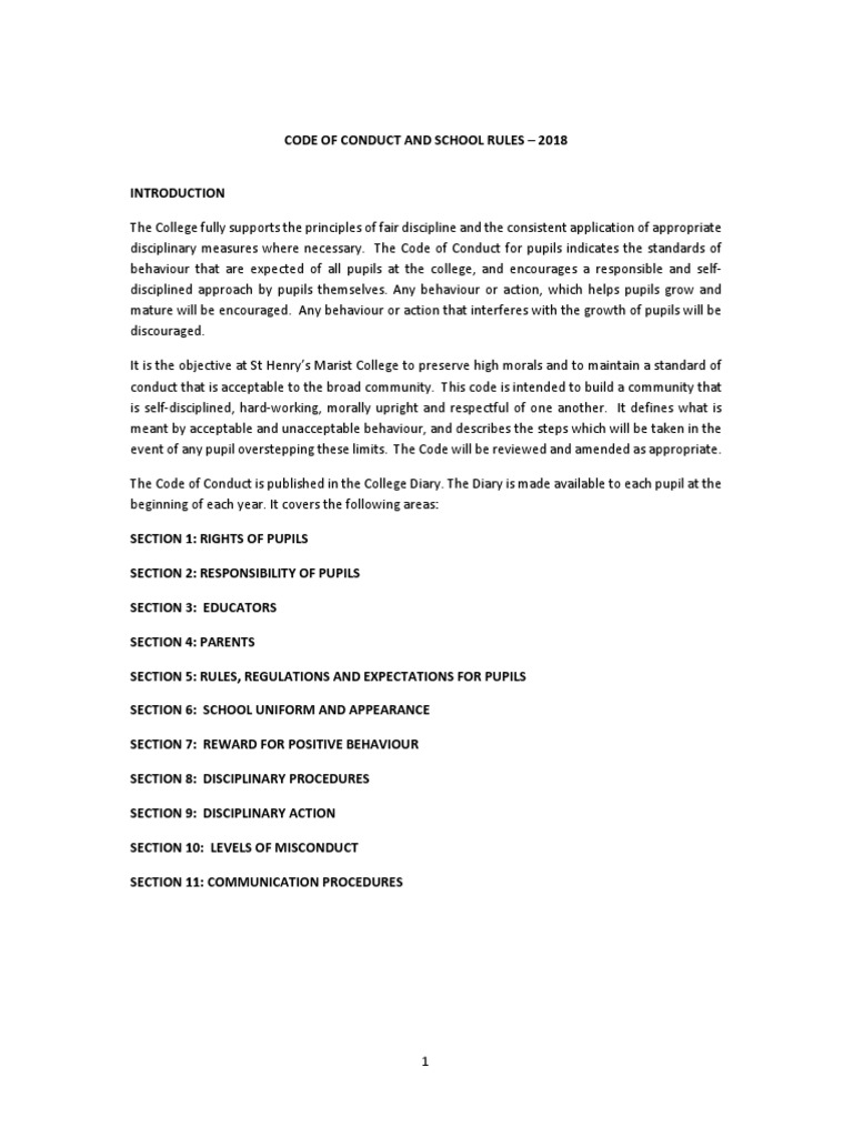 Overview of Code of Conduct 2018 | PDF | Career & Growth