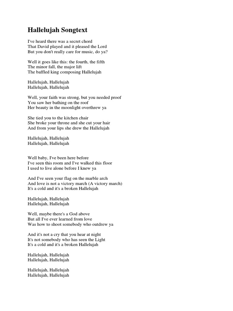 Hallelujah Songtext | PDF