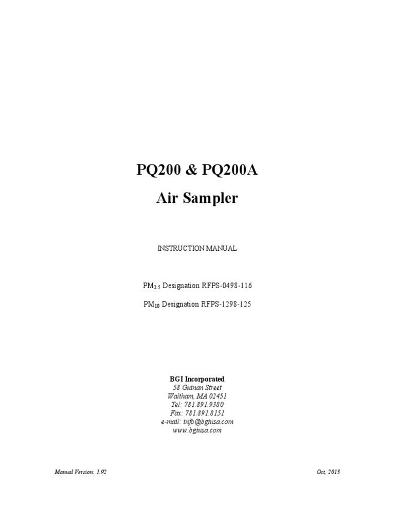 Manual Bgi Pq200 | PDF | Flow Measurement | Analog To Digital Converter