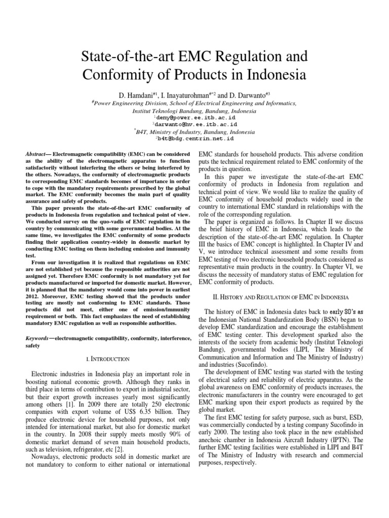 Paper - State-Of-The-Art EMC Regulation and Conformity of Products in ...