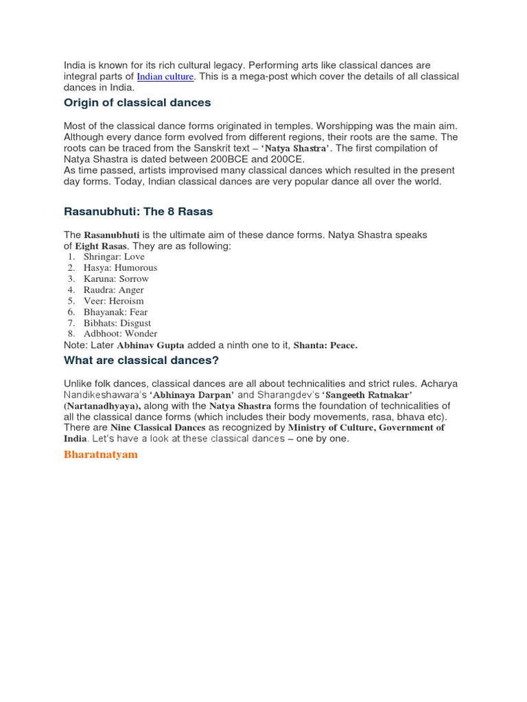 Classical Dance | PDF | Dances | Concert Dance