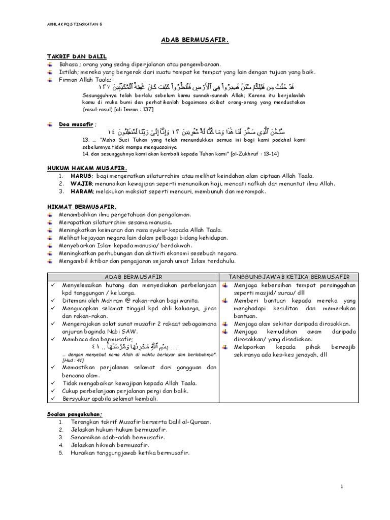 Adab Bermusafir | PDF