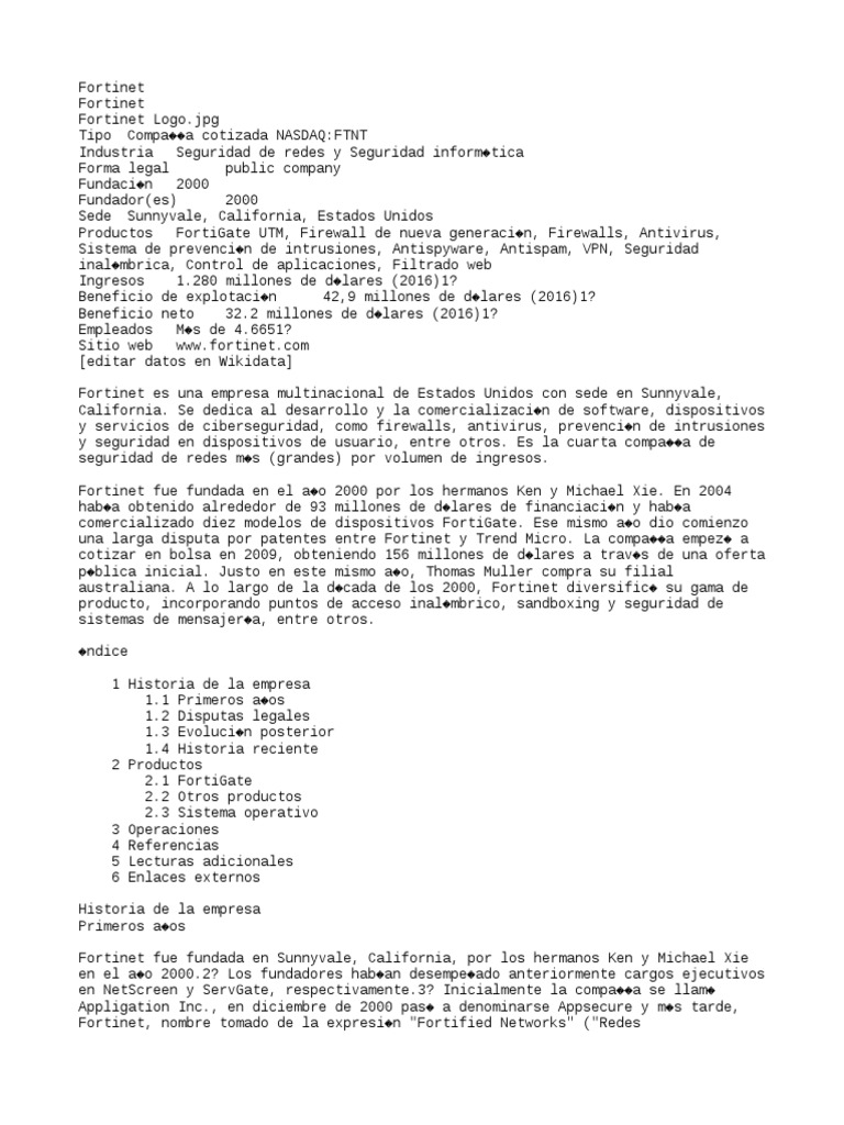 Fortinet Wikipedia | PDF | Empresas de tecnología de la información de ...