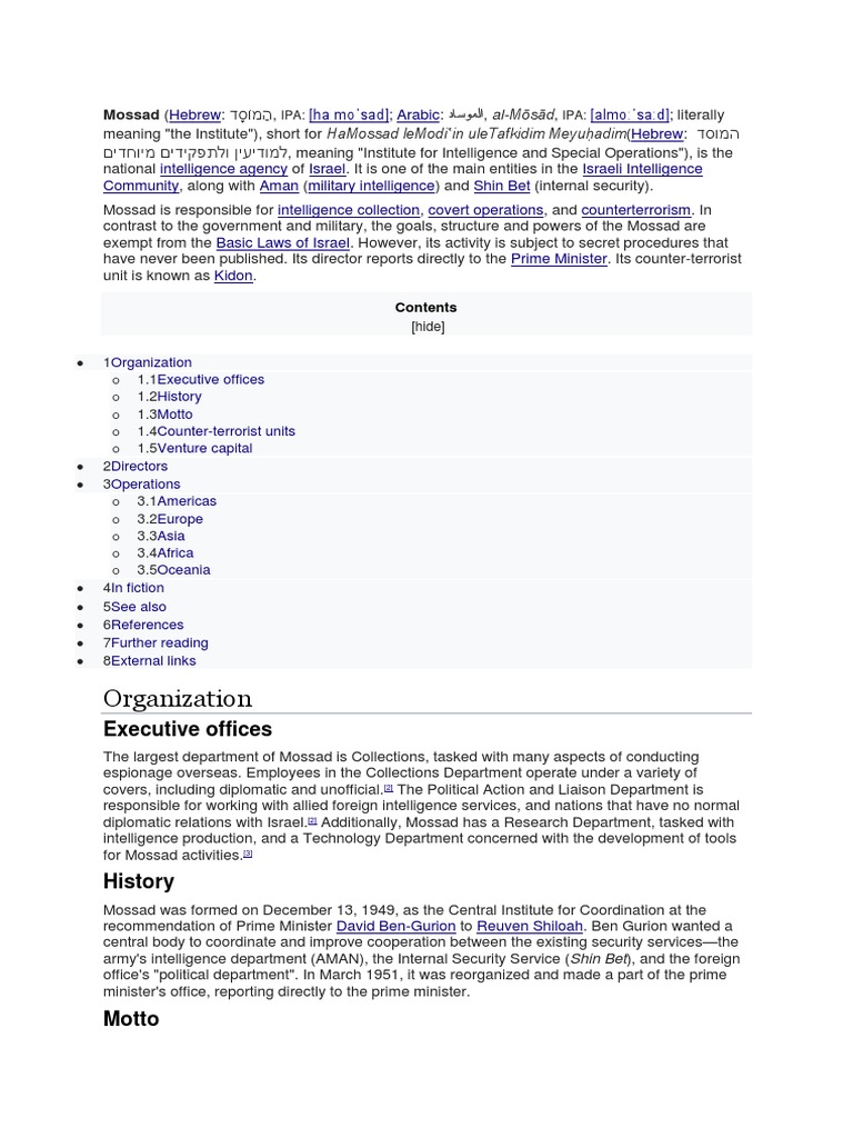 Mossad | PDF | Mossad | National Security
