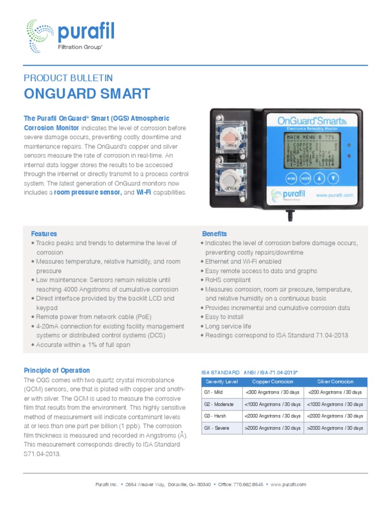 Catalog Purafil - OG Smart & OG Lite | PDF | Wi Fi | Corrosion