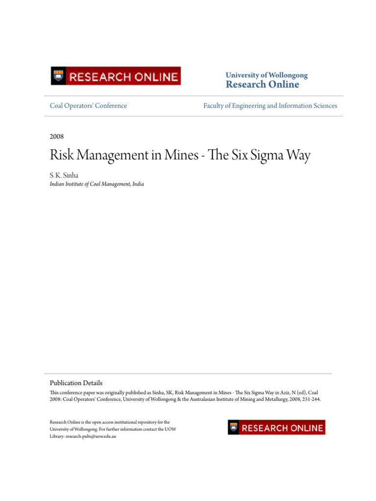 Risk Management in Mines - The Six Sigma Way | PDF | Standard Deviation ...