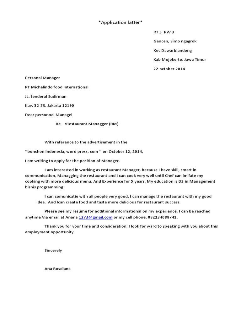 Application Latter | PDF