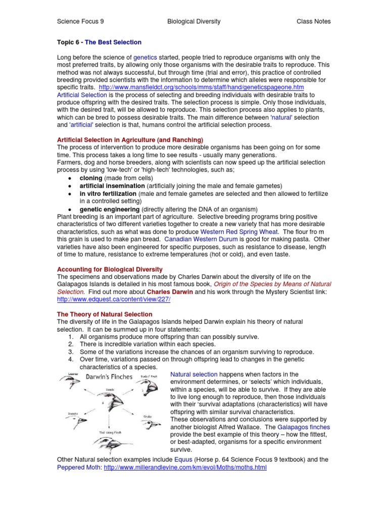 Artificial and Natural Selection: Controlling Evolution Through ...
