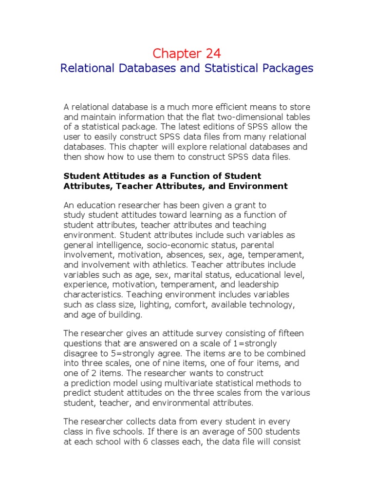 Relational Databases and Statistical Packages | PDF | Computers