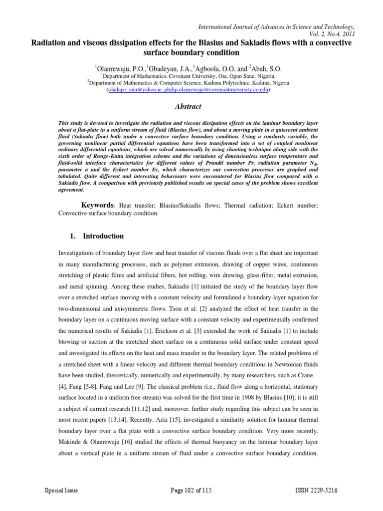 Radiation and Viscous Dissipation Effects For The Blasius and Sakiadis ...