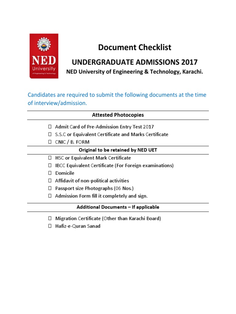 Document Checklist | PDF