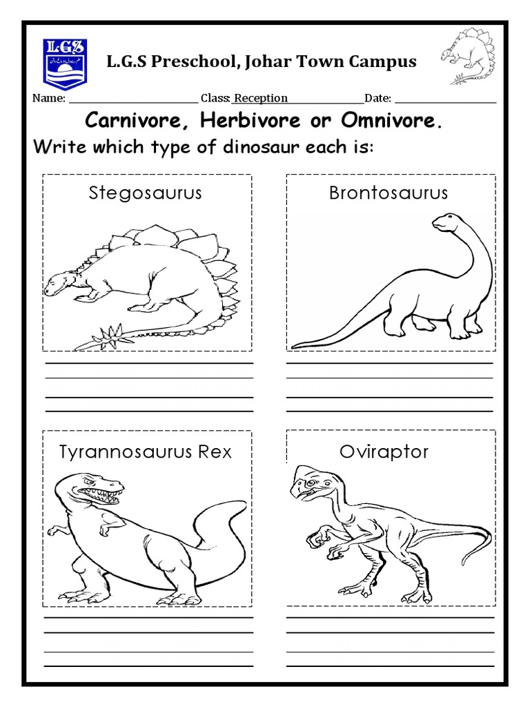 Dinosaur Printable Carnivore Herbivore Dinosaur Unit 3 With FREE