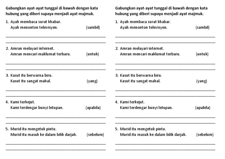 Unit 3 Gabungkan Ayat Tunggal Dan Majmuk | PDF