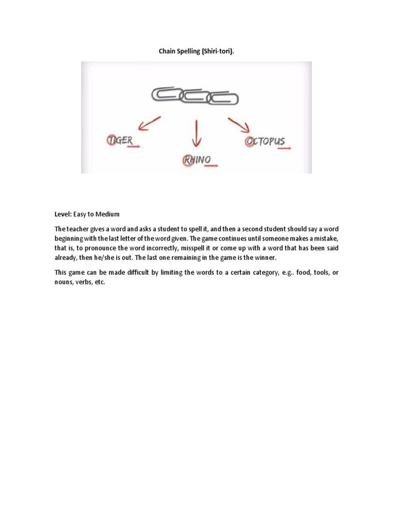 Chain Spelling (Shiri-Tori) | PDF