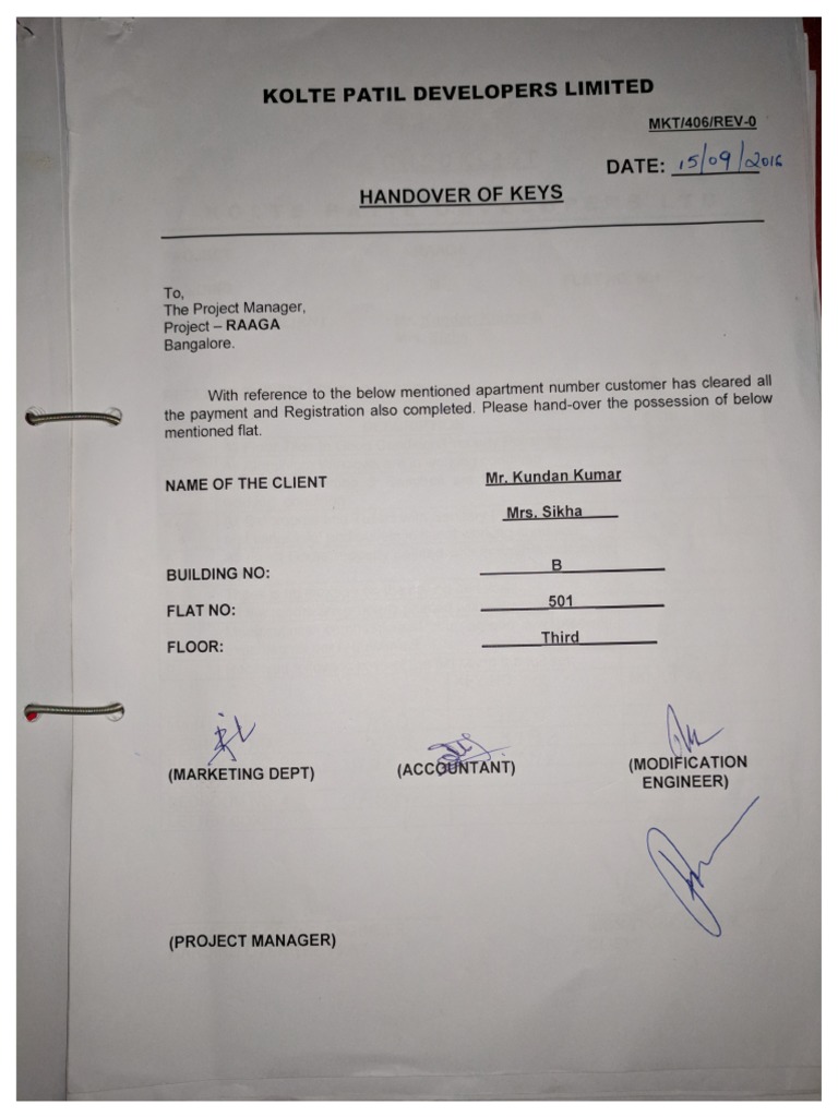 Possession Letter 1 PDF | PDF