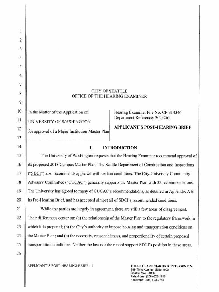 Applicant - UW's Post-Hearing Brief | PDF