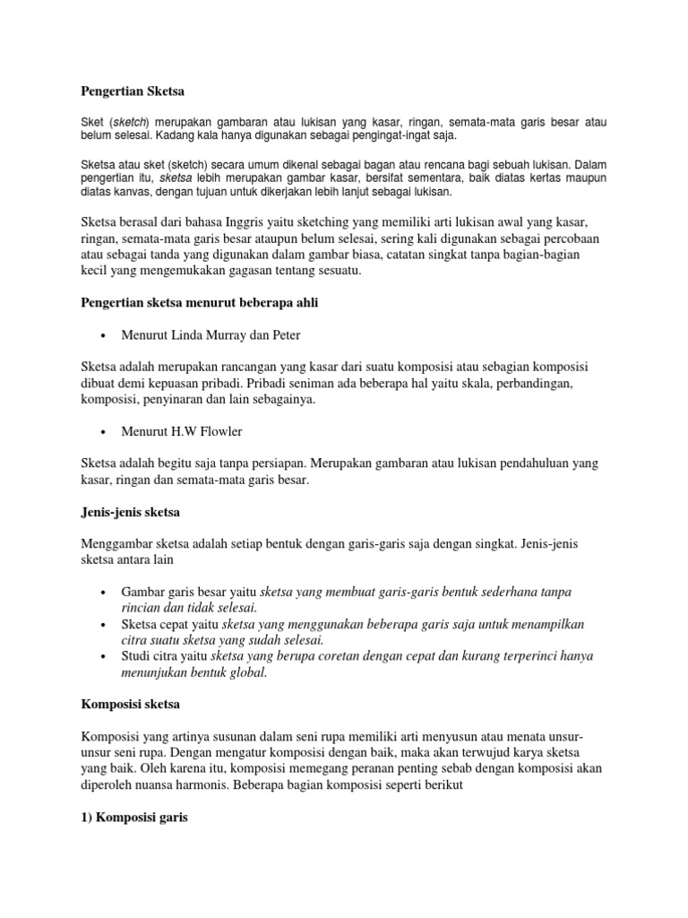 Pengertian Sketsa | PDF
