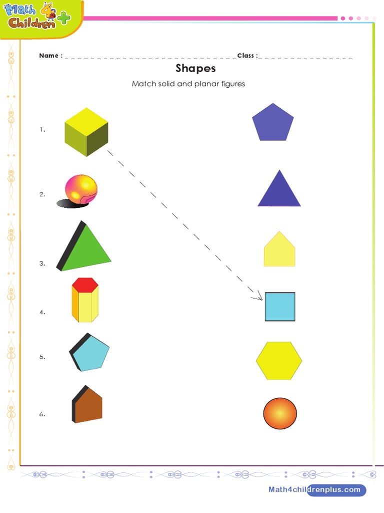 Shapes: Match Solid and Planar Figures | PDF