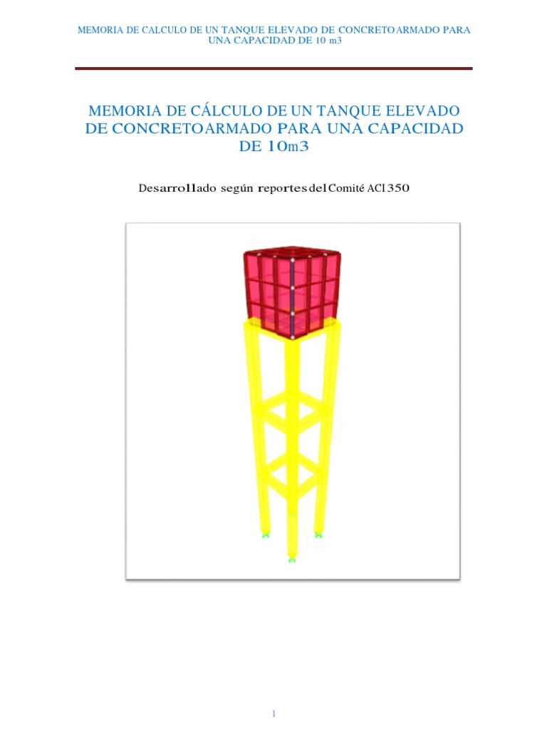 Memoria Calculo Tanque Elevado 10m3 - 92 | PDF | Fundación (Ingeniería) | Concreto reforzado