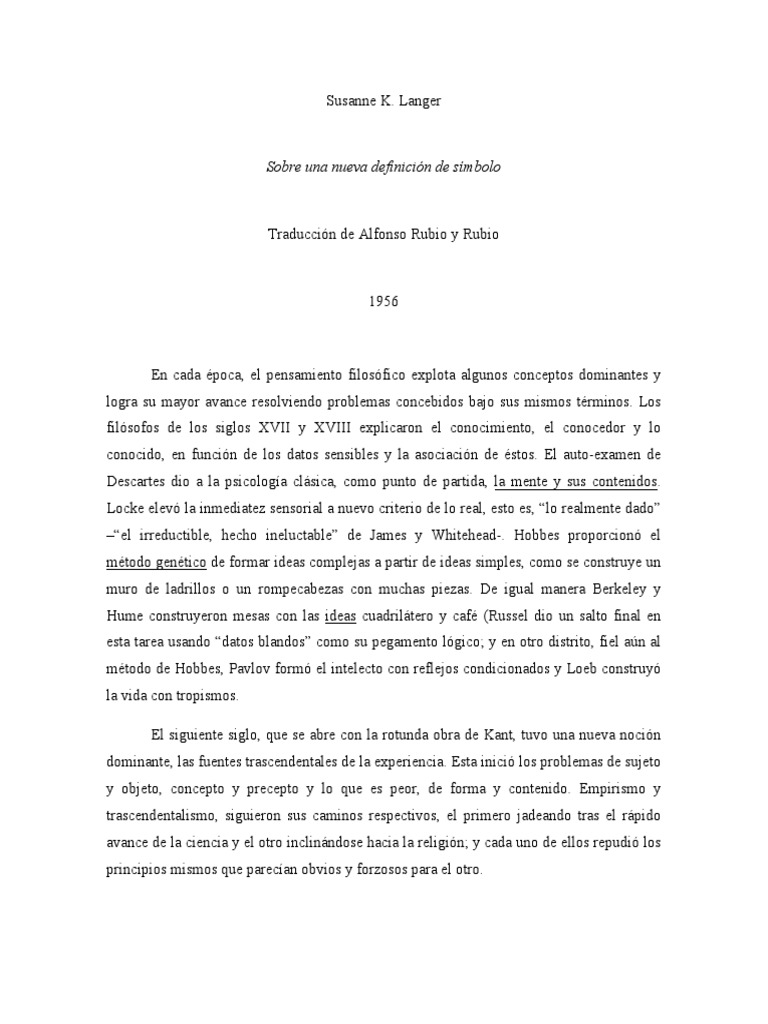 Sobre Una Nueva Definicion de Simbolo Susan Langer | PDF | Los símbolos ...