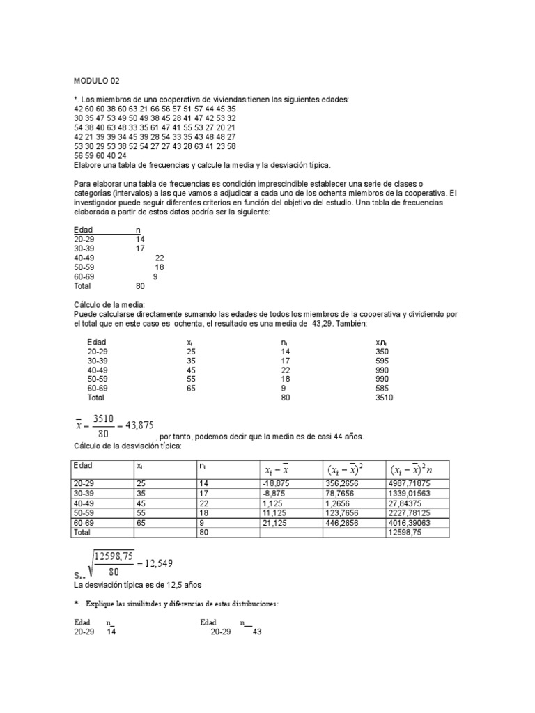Ejercicios Mod 02 | PDF | Estadísticas descriptivas | Análisis estadístico