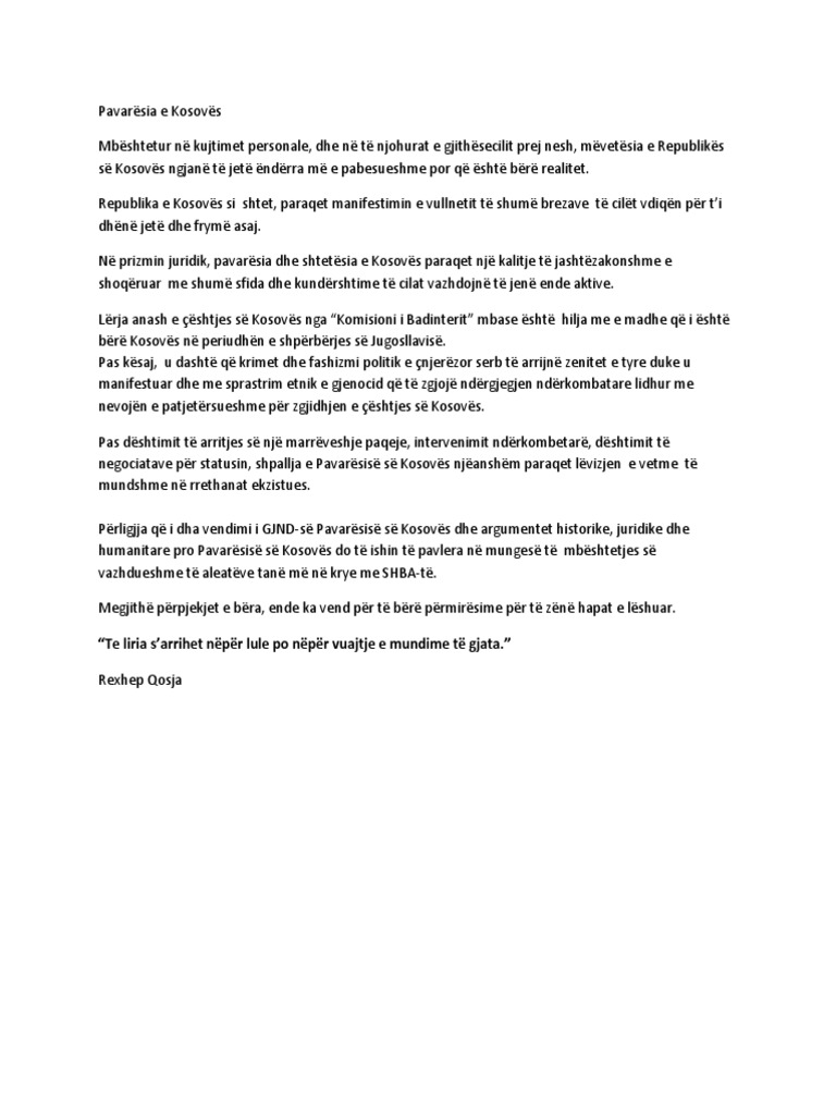 Pavarësia E Kosovës Pdf