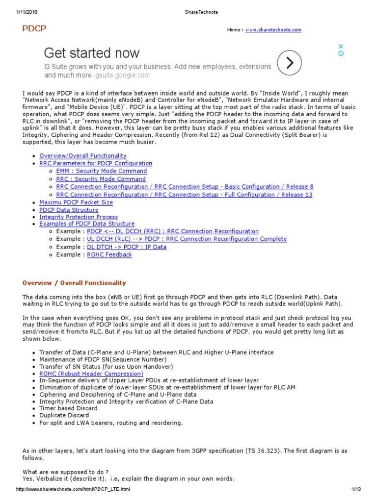 An Overview of the Packet Data Convergence Protocol (PDCP) Layer in LTE ...