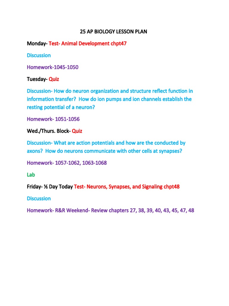 25 Ap Bio Lesson Plan | PDF
