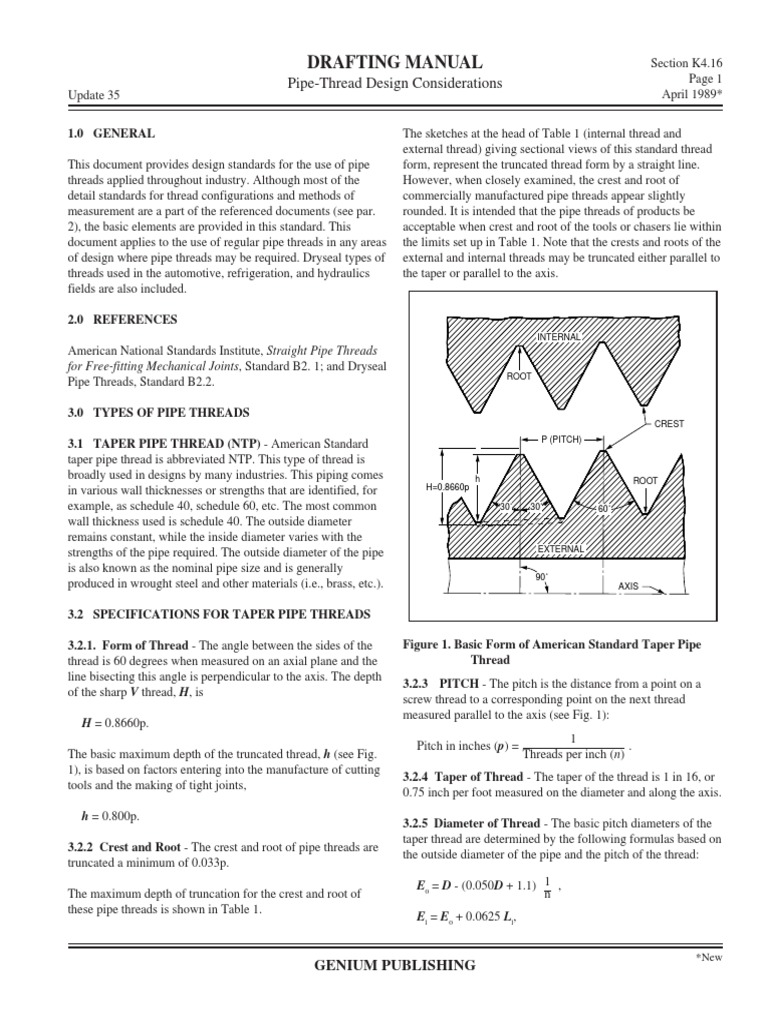 Pipe Thread Design Standards | PDF | Pipe (Fluid Conveyance) | Metalworking