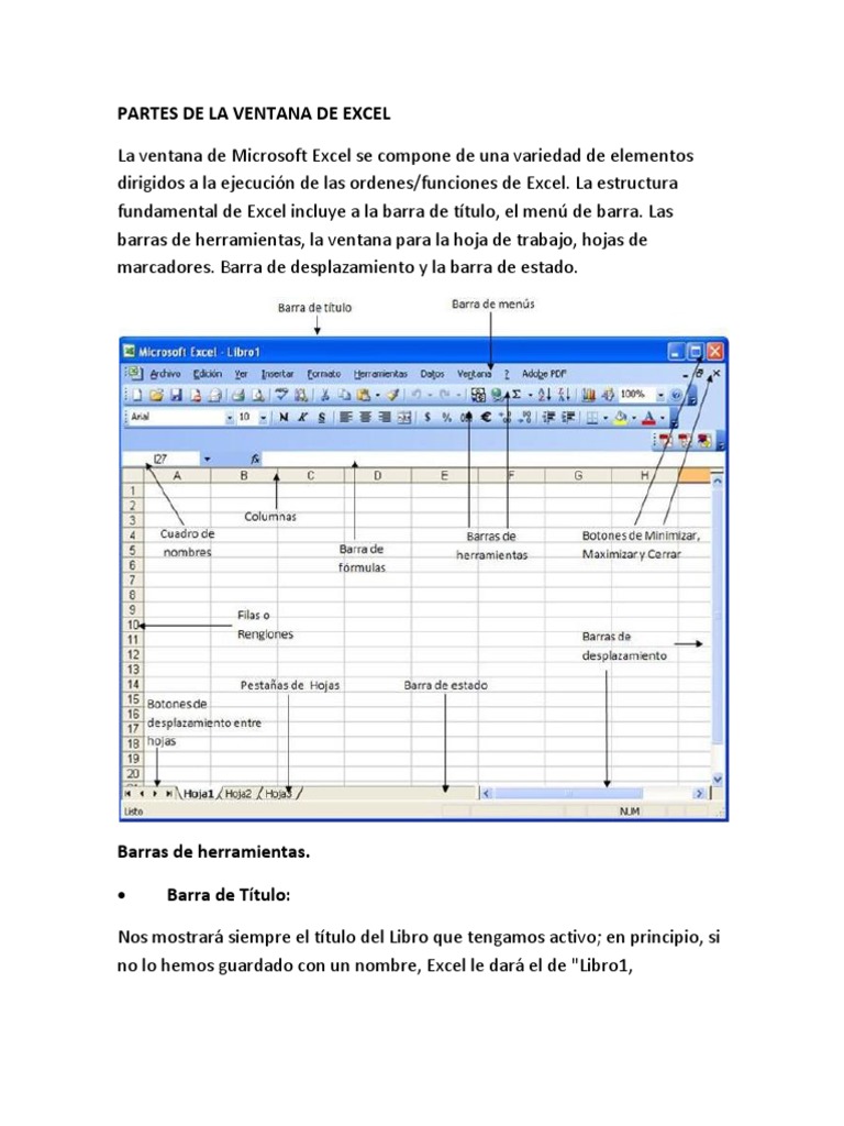 Partes de La Ventana de Excel | PDF | Microsoft Excel | Ventana ...