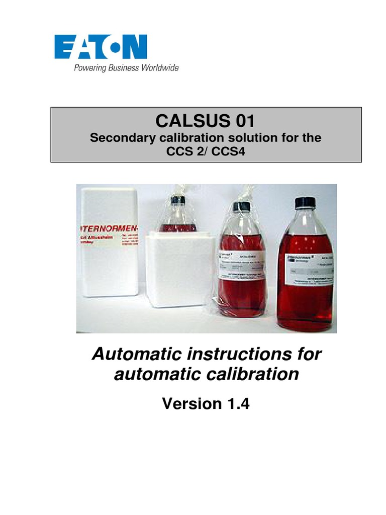 Instructions For Automatic Calibration - Eaton Internormen CALSUS 01 ...