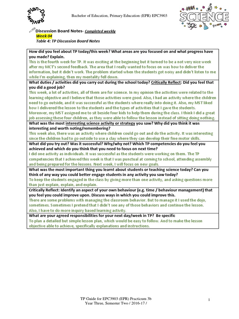 Reflection Week 04 | PDF | Competence (Human Resources) | Lesson Plan