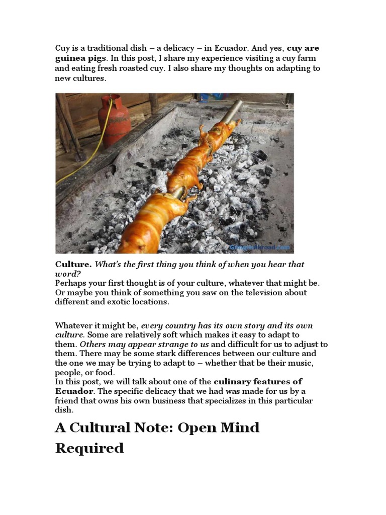 Cuy Is A Traditional Dish | Download Free PDF | Guinea Pig | Agriculture