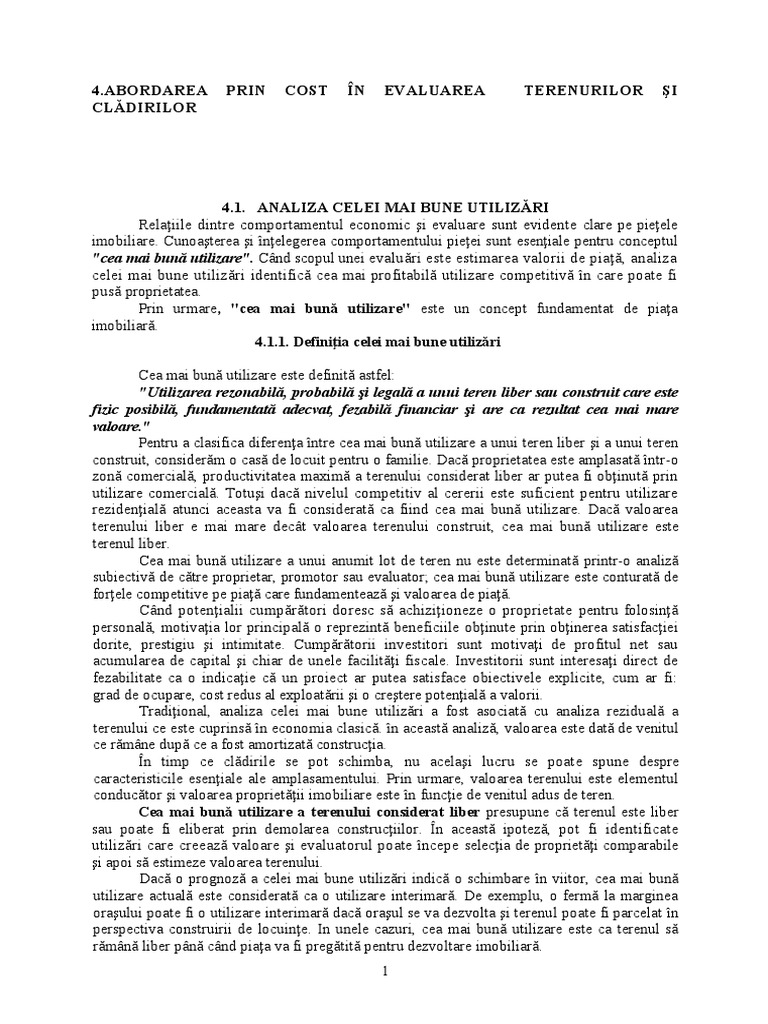 Tema 4 Abordarea Prin Cost in Evaluarea Terenului Si Cladirilor | PDF