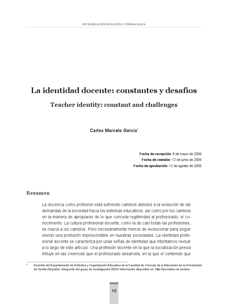 La Identidad Docente Constantes y Desafios PDF | PDF | Crecimiento ...