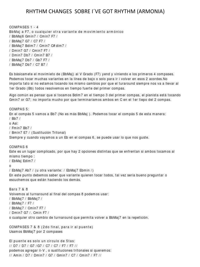 Entendiendo La Improvisación Sobre Rhythm Changes PDF | PDF