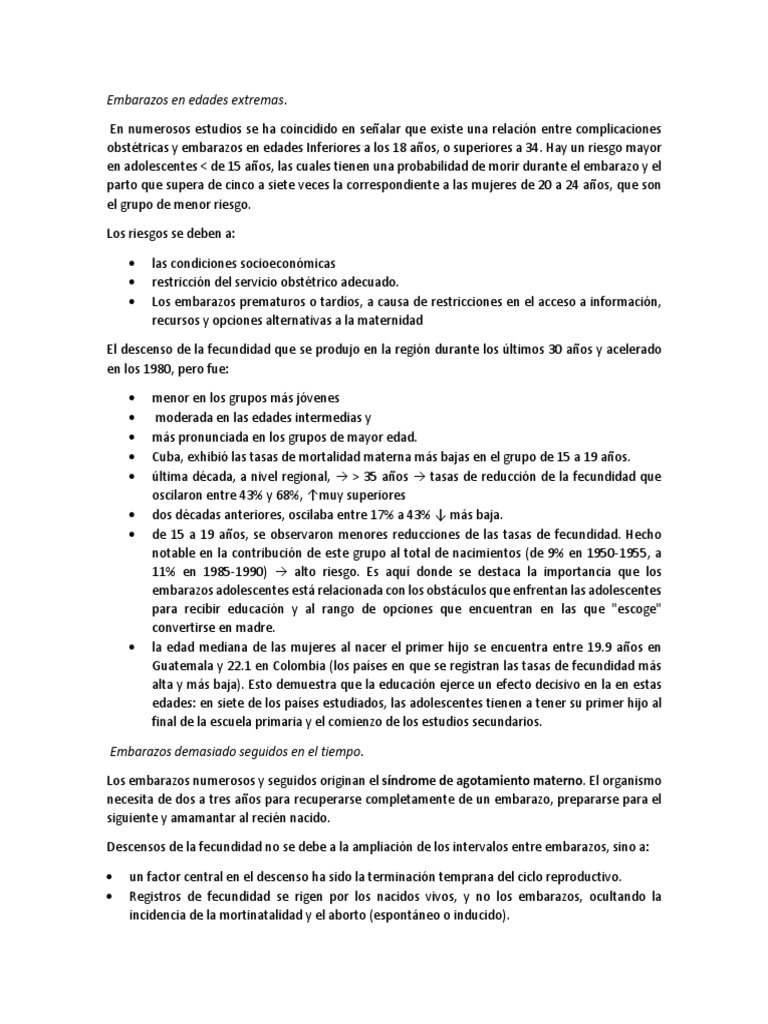 Embarazos en Edades Extremas | PDF | Muerte materna | Control de la ...