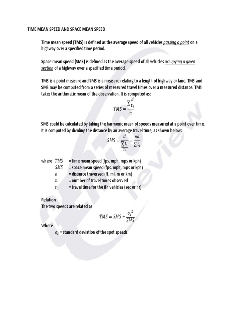 TMS and SMS | PDF | Mean | Speed