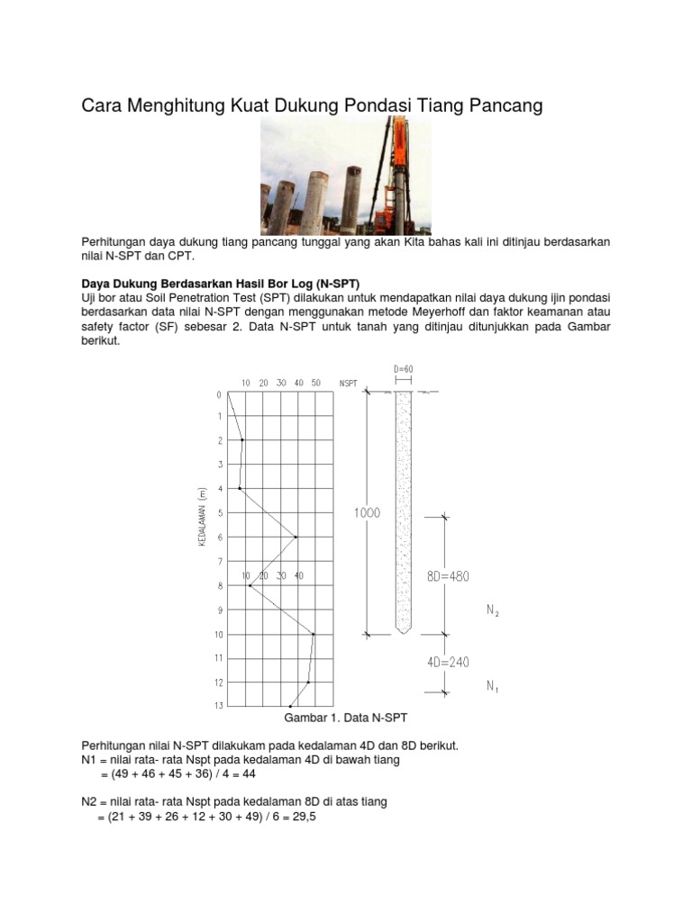 Cara Menghitung Kuat Dukung Pondasi Tiang Pancang | PDF