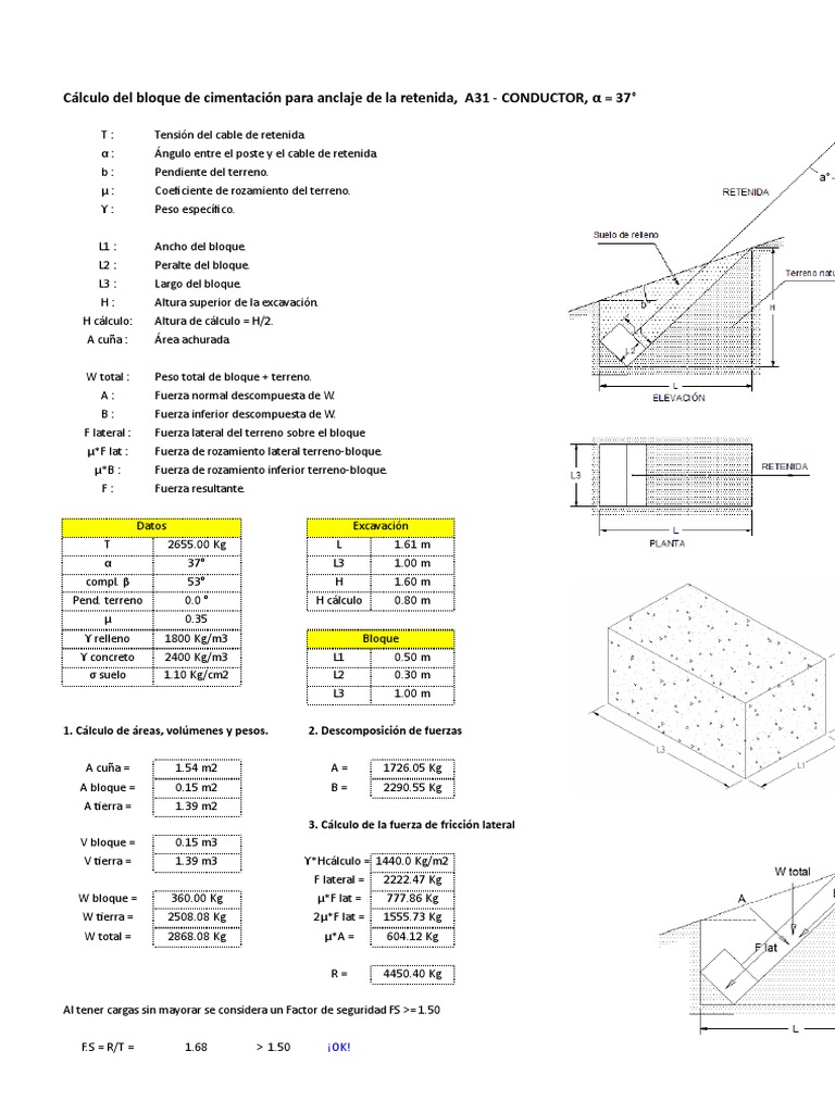 Cálculo De Cimentación Para Retenidas Envio Aceleración Mecanica