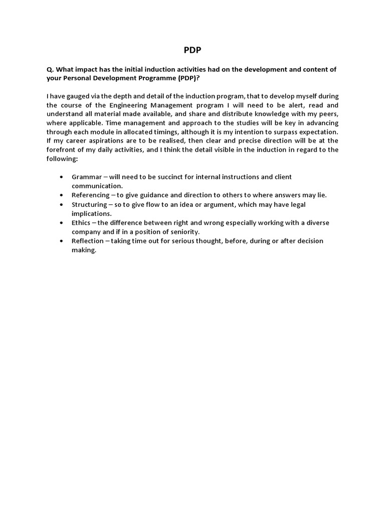 Engineering Management PDP Insights | PDF