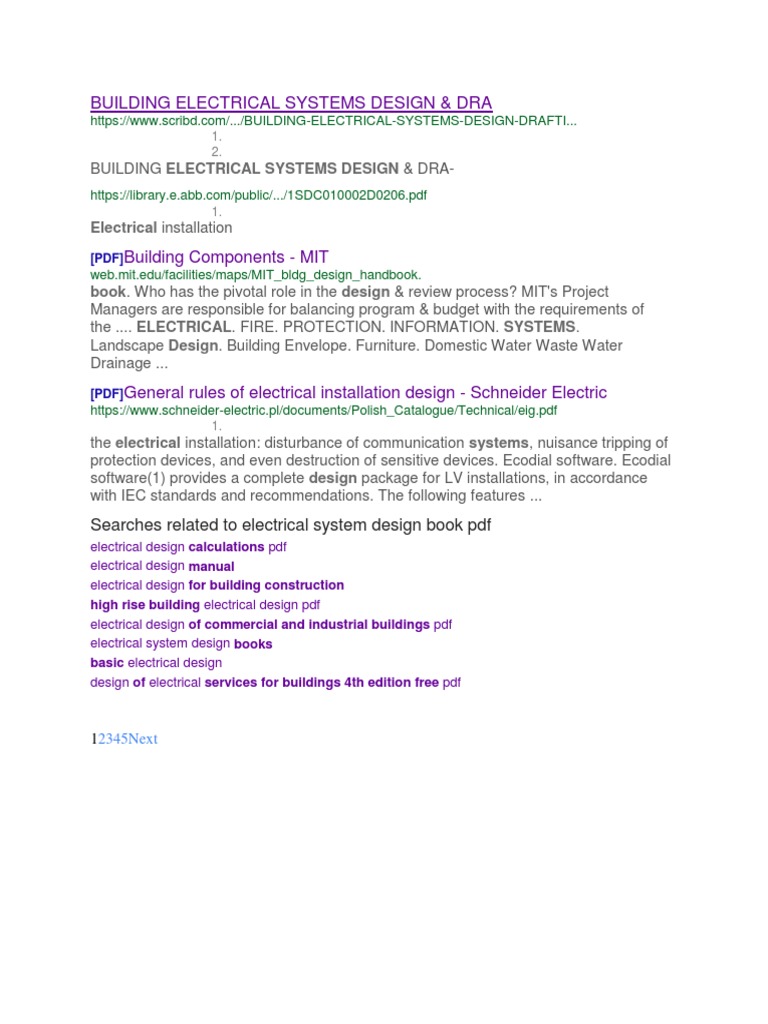 Building Electrical Systems Design & Dra | PDF