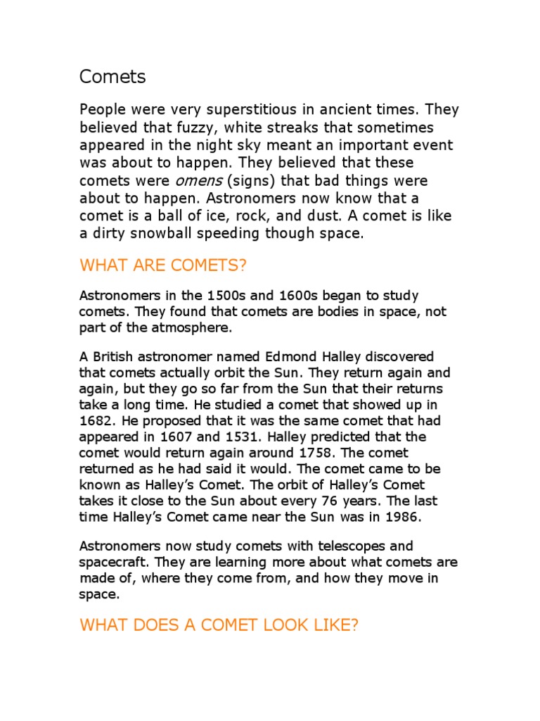 What Are Comets? | PDF | Comet | Solar System