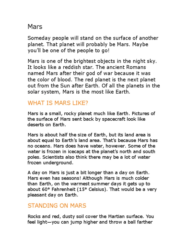What Is Mars Like? | Download Free PDF | Life On Mars | Mars