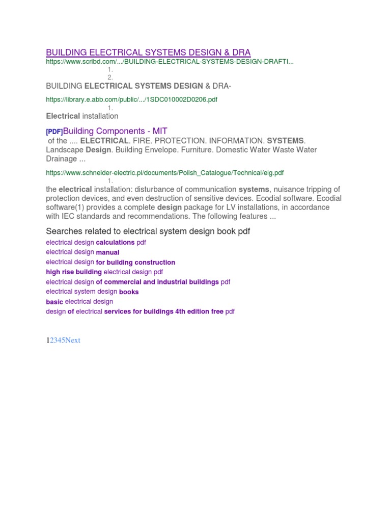 Building Electrical Systems Design & Dra | PDF