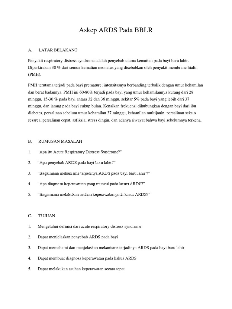 Askep Ards Pada BBLR | PDF