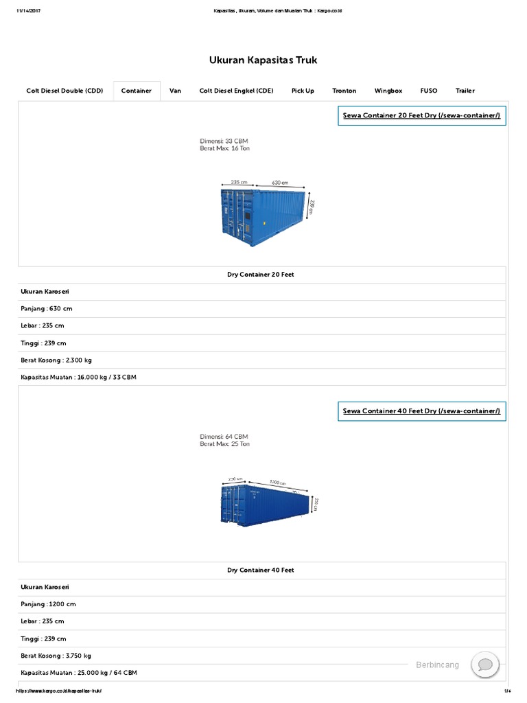 Spesifikasi Container Truck | PDF